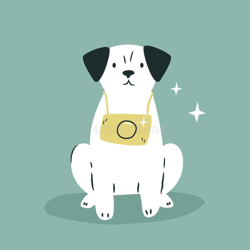 Vector Illustration of a Funny Dog Sitting with Photo Camera Stock ...