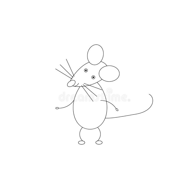 Vector Illustration of Funny Mouse Animal Character Outline Stock ...