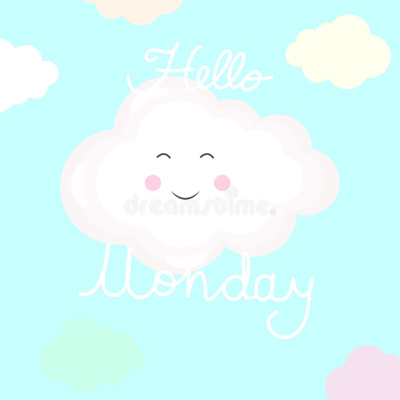 Vector Illustration with Funny and Smiling Cloud and Hand Written Text ...