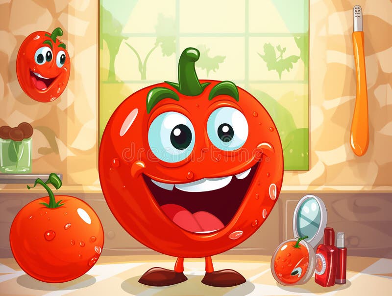 A big red cartoon tomato stock illustration. Illustration of tomato ...