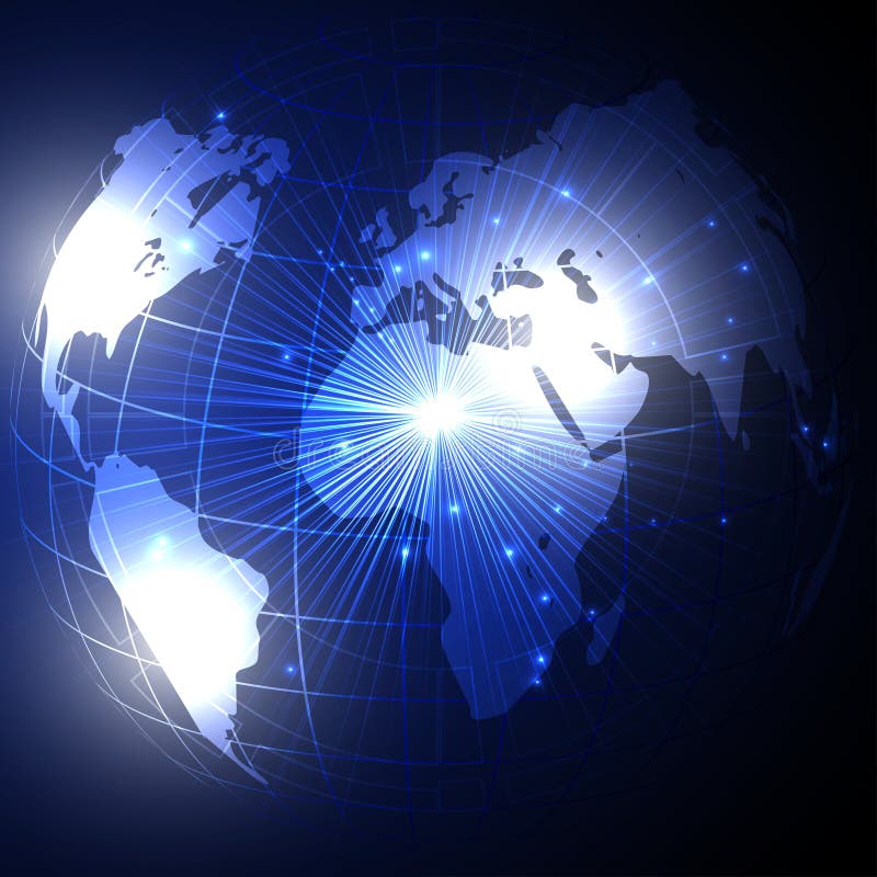 Vector Illustration of a Futuristic Planet Earth with HUD Elements ...