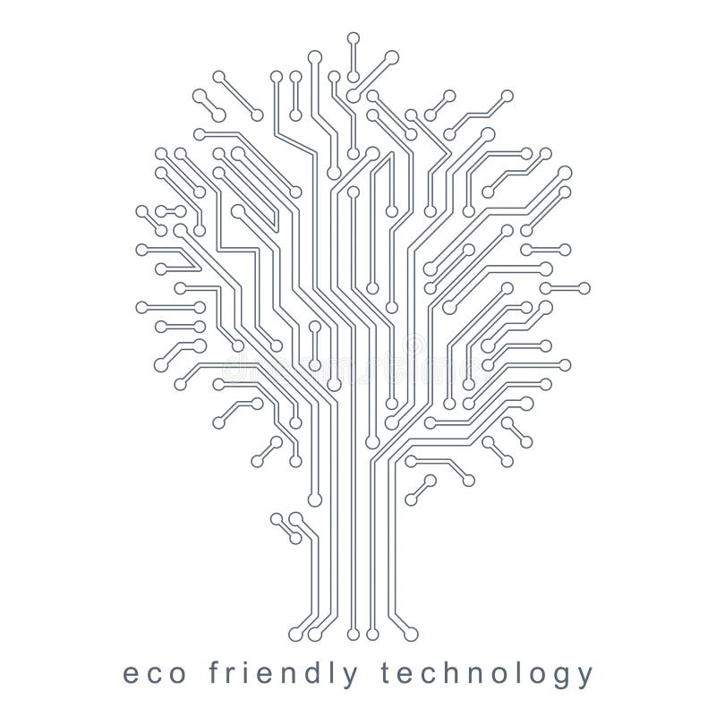 Vector Illustration of Futuristic Tree, Technology and Science C Stock ...