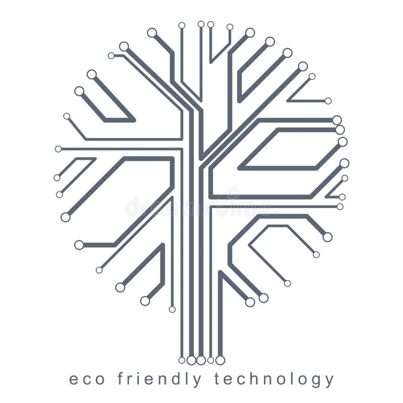 Vector Illustration of Futuristic Tree, Technology and Science ...