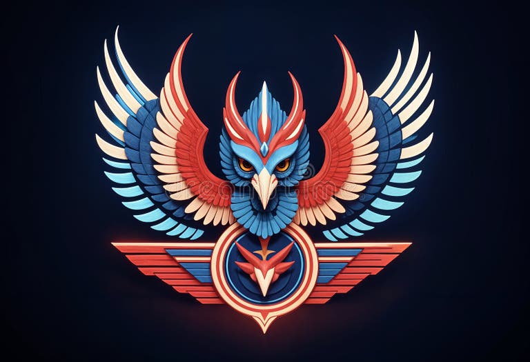 A Vector Illustration of a Garuda Bird with a Blue and Red Wings Stock ...