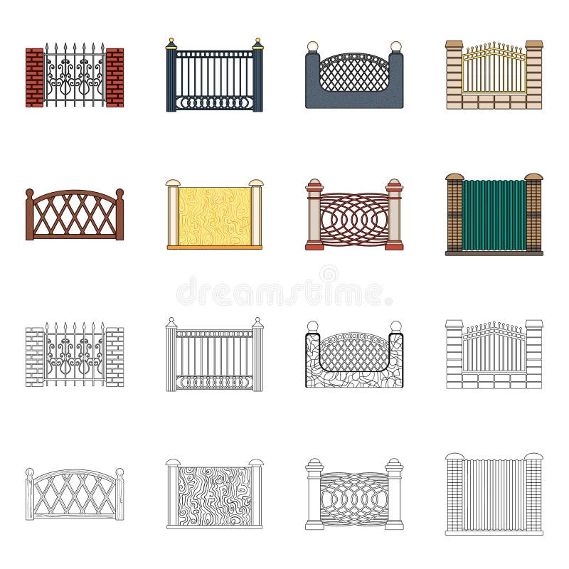 Vector Design of Gate and Fence Icon. Collection of Gate and Wall Stock ...