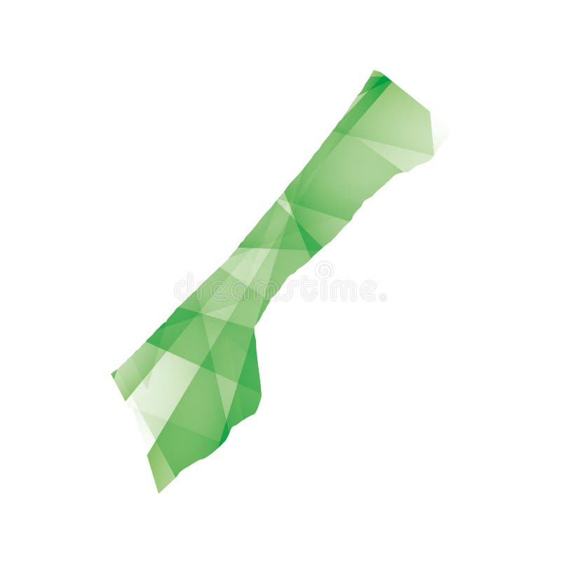 Vector Illustration of Gaza Strip Map with Green Colored Geometric ...