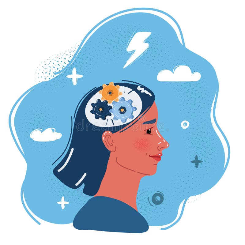 Vector Illustration of Gear Inside Woman S Brain Stock Vector ...