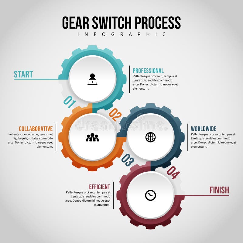 Gear Switch Process Infographic Stock Vector - Illustration of process ...
