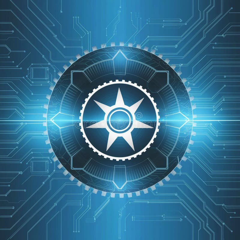 Vector Illustration Gear Wheel and Circuit Board, Hi-tech Digital ...