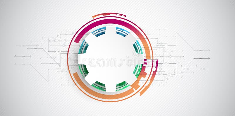 Vector Illustration Gear Wheel Digital Technology Concept. Stock Vector ...