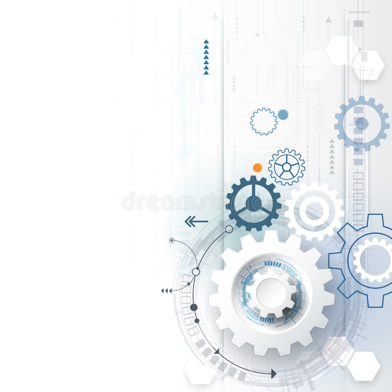 Vector Illustration Gear Wheel, Hexagons and Circuit Board, Hi-tech ...