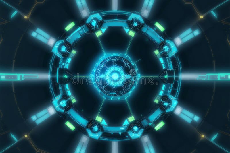 Vector Illustration with a Gear Wheel, Hexagons and Circuit Board Stock ...