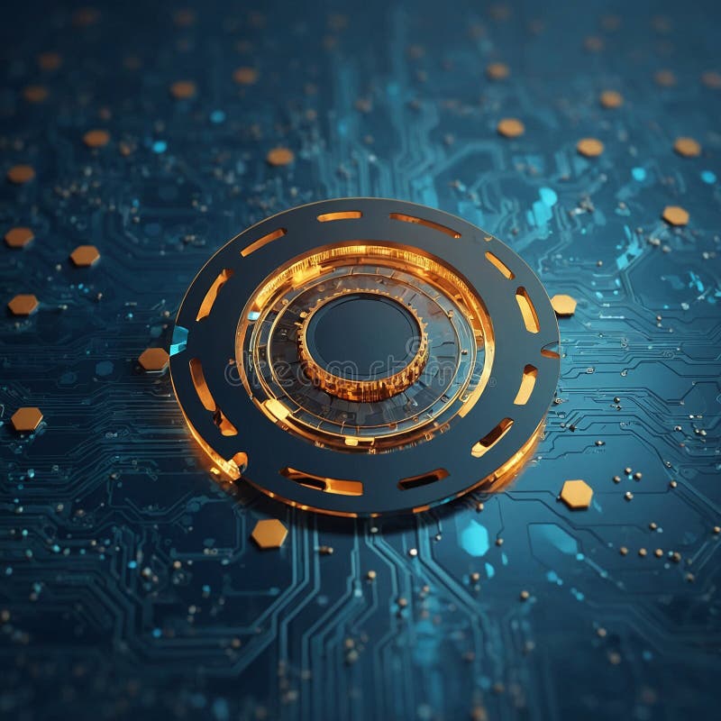 Vector Illustration Gear Wheel, Hexagons and Circuit Board Stock ...
