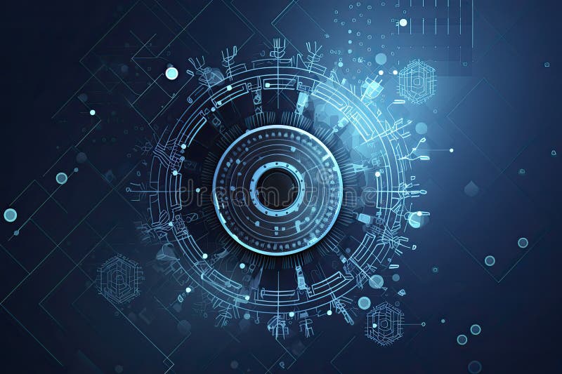 Vector Illustration Gear Wheel, Hexagons and Circuit Board, Hi-tech ...