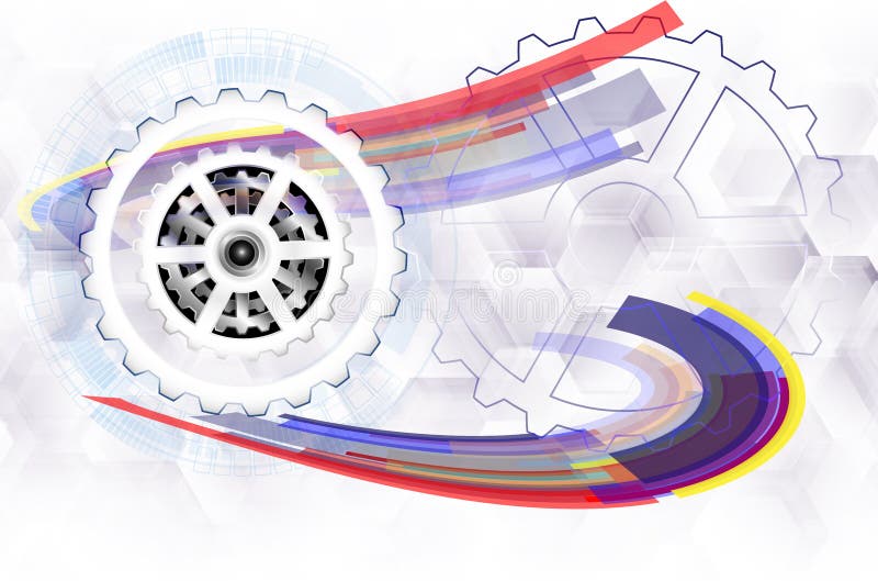 Vector Illustration White Gear Wheel on Circuit Board, Hi-tech Digital ...