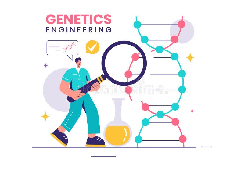 Vector Illustration of Genetic Engineering and DNA Modifications with ...