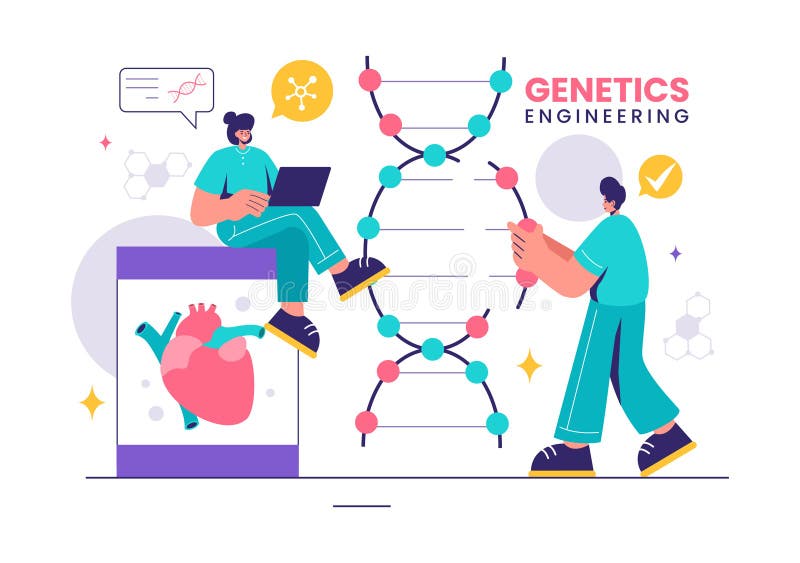 Vector Illustration of Genetic Engineering and DNA Modifications with ...