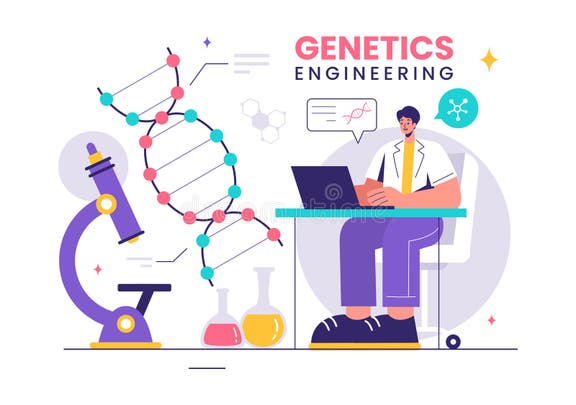 Vector Illustration of Genetic Engineering and DNA Modifications with ...