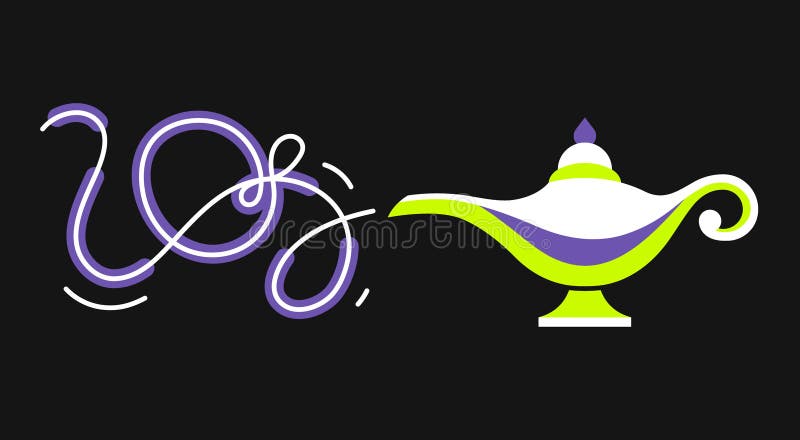 Vector Illustration of a Genie Lamp with Magical Effect. Stock Vector ...