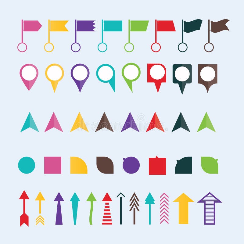 Vector Illustration of Geo Location Pins Travel Elements Composition ...