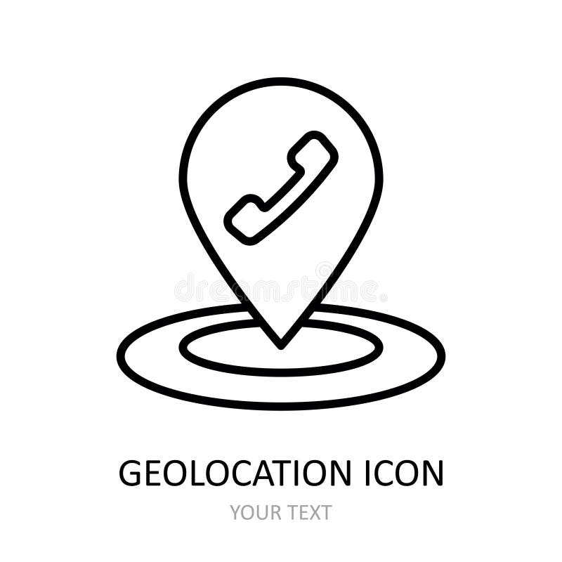 Vector Illustration with Geolocation Mark. Outline Icon Stock Vector ...