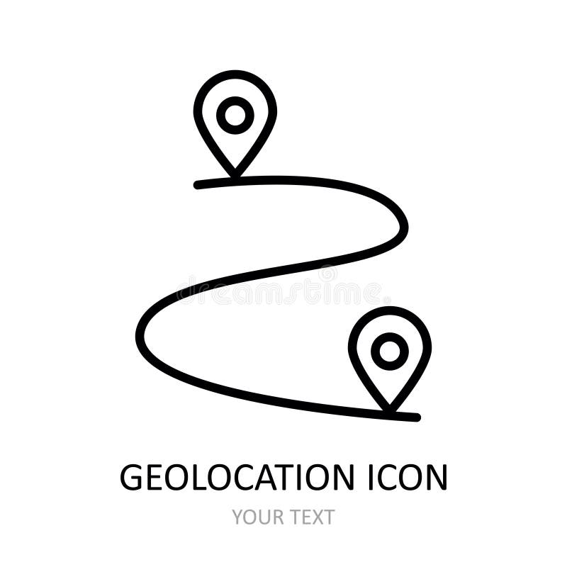 Vector Illustration with Geolocation Mark. Outline Icon Stock Vector ...