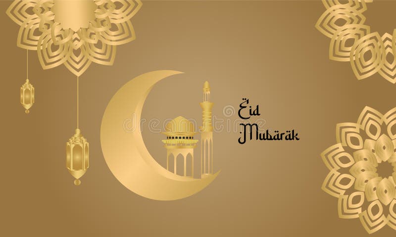 Vector Illustration Geometric Eid Mubarak and with Pattern and Light ...
