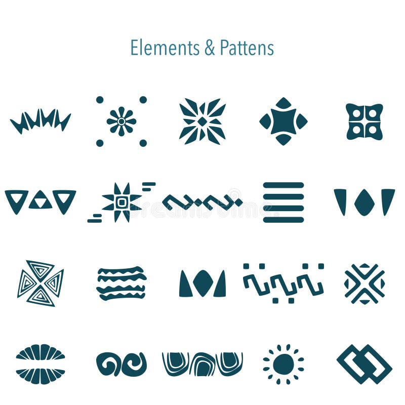 Vector Illustration of Geometric Patterns, Elements, and Gestures ...