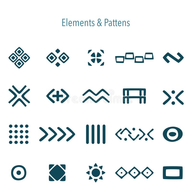 Vector Illustration of Geometric Patterns, Elements, and Gestures ...