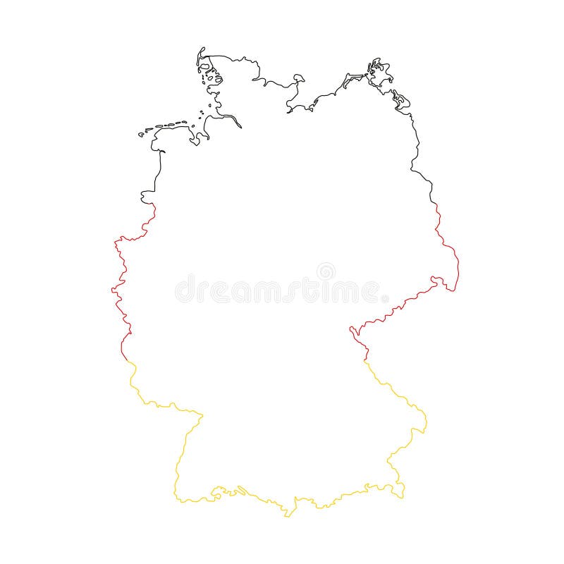 Vector Illustration of German Flag Colored Outline Map of Germany Stock ...