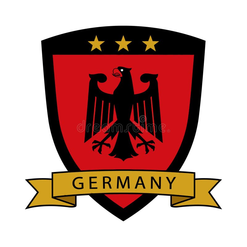 Germany National Emblem Shield with Eagle and Three Stars Vector ...
