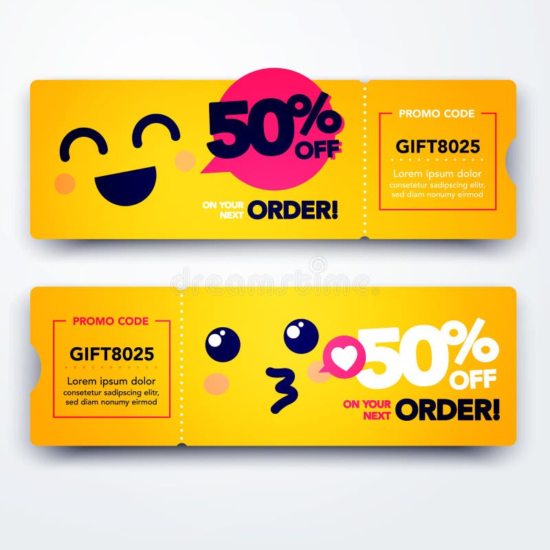 Vector Illustration Geschenkgutschein Vorlage Mit Coupon-Code Mit Cute ...