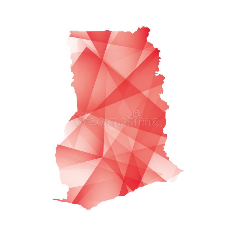 Vector Illustration of Ghana Map with Red Colored Geometric Shapes ...