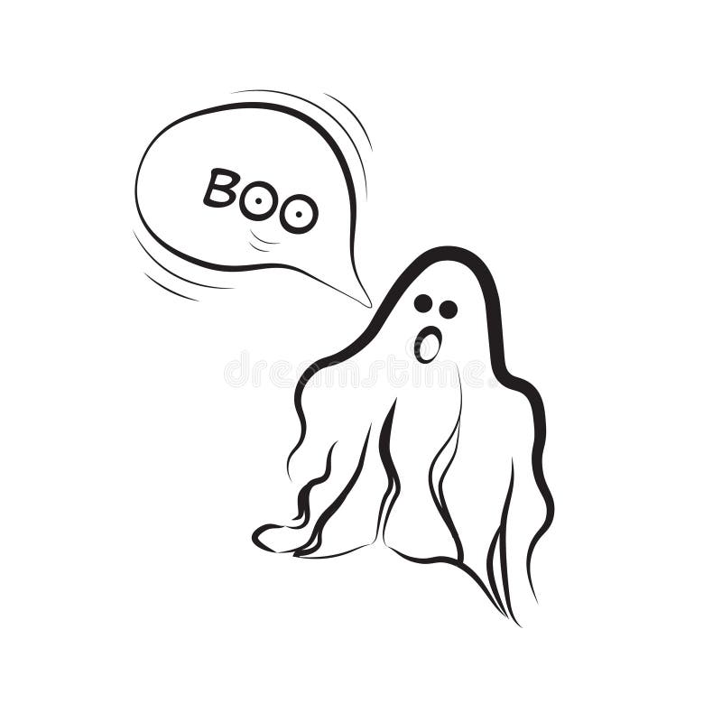 Vector Illustration, Ghost Icon with Emotions, BU Text for Halloween ...