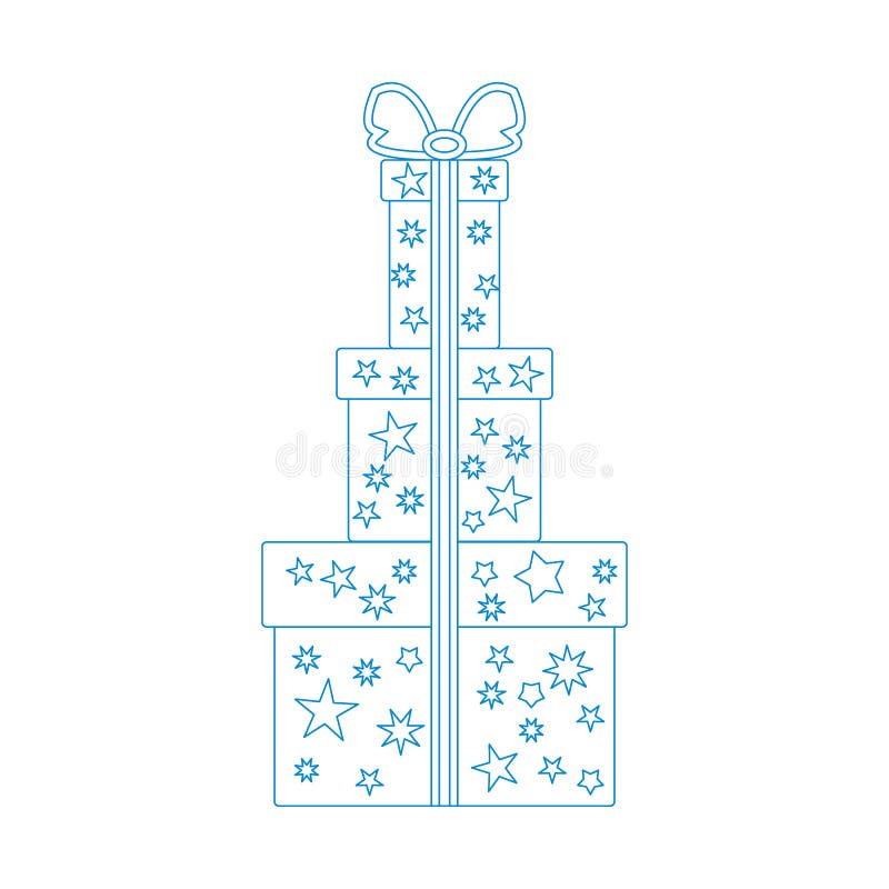Vector Illustration of Gift Boxes Decorated Stars Made in Line S Stock ...