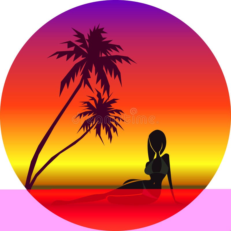 Girl On The Beach Stock Vector Illustration Of Sitting 56948914