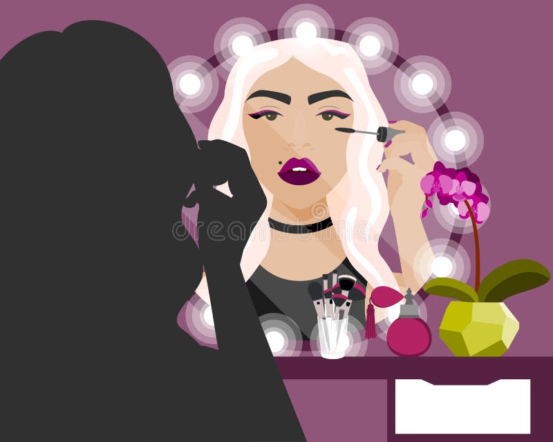 Girl Doing Makeup Stock Illustrations – 636 Girl Doing Makeup Stock ...