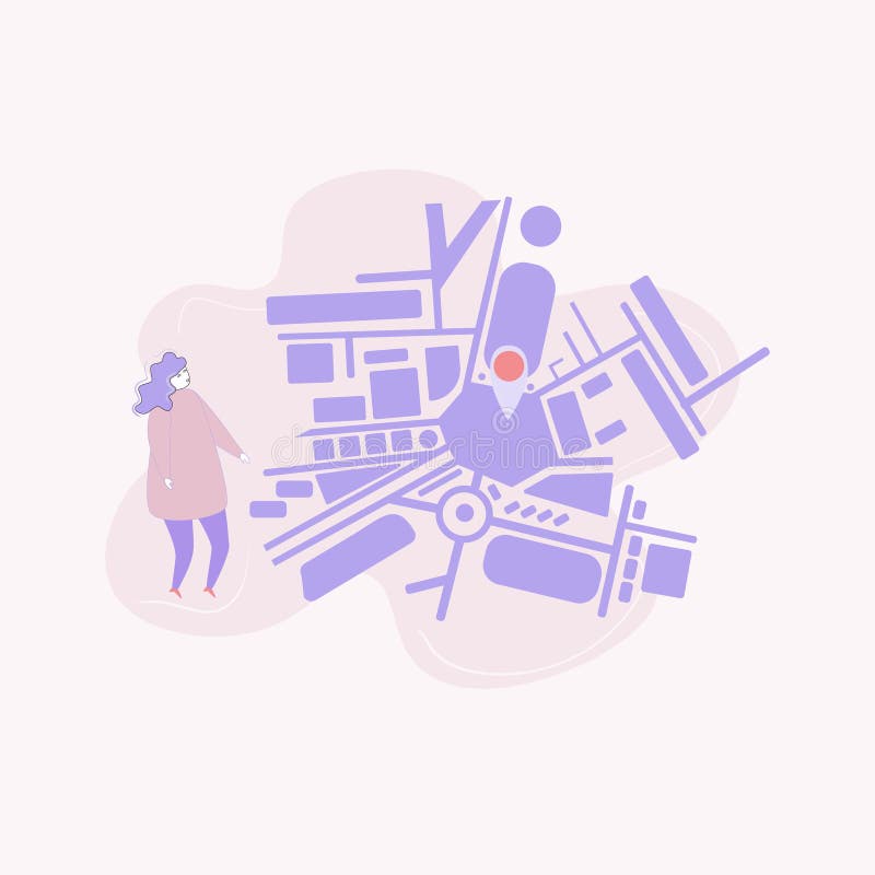 Vector Illustration, Girl Enjoys GPS. in Gentle Tones Stock Vector ...