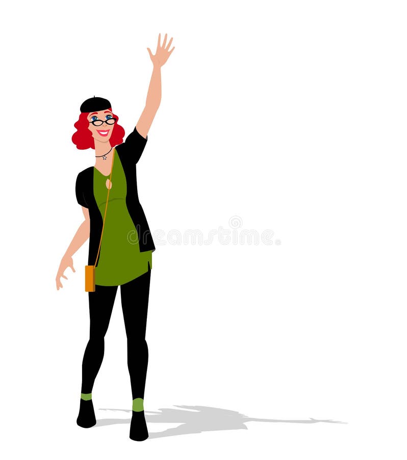Vector Illustration of Girl Greeting Stock Vector - Illustration of ...