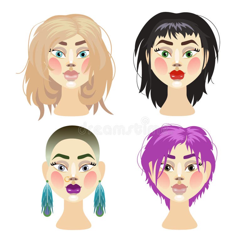 Cute Cartoon Wigs Stock Illustrations – 54 Cute Cartoon Wigs Stock ...