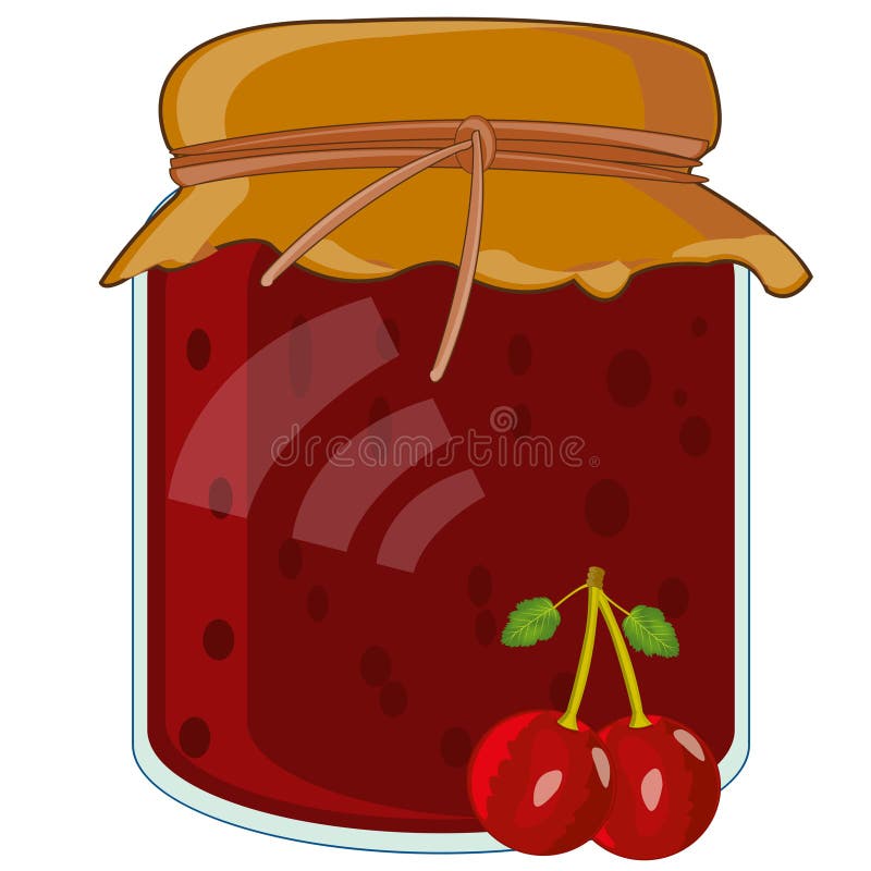 Bank with Jam from Cherry on White Background Stock Illustration - Illustration of cherry, bank ...