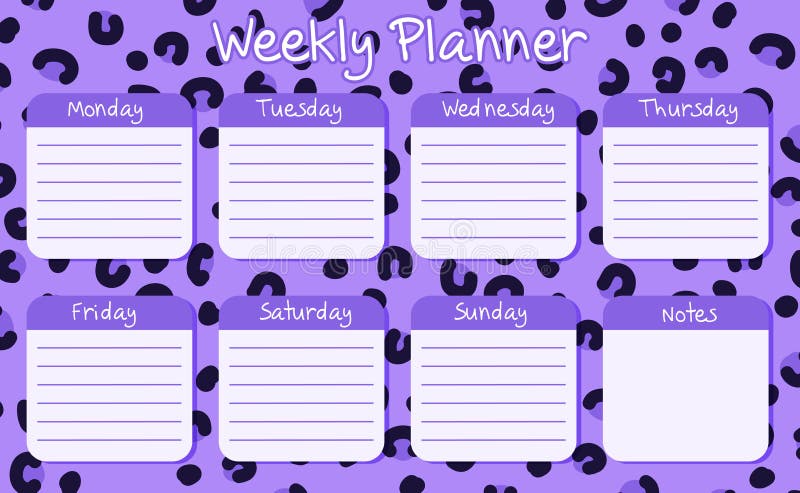 The Weekly Planner is Purple Stock Vector - Illustration of document ...