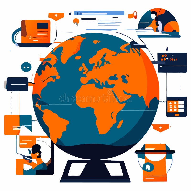 Vector Illustration of Global Communication. Global Communication ...