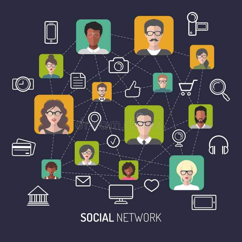 Vector Illustration of Global Communication and Social Network with ...