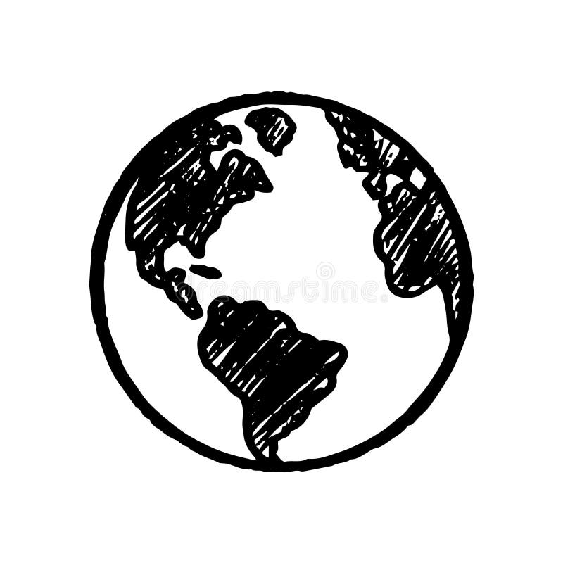 Vector Illustration of Globe in Hand-drawn Style. Stock Vector ...