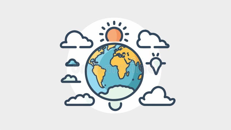 Global Warming Outline Icon Vector Illustration for Environmental ...