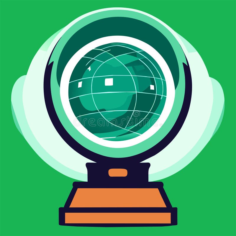 Vector Illustration of a Globe in a Retro Style on a Green Background ...