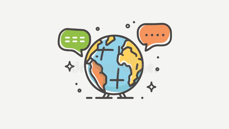 Global Communication Concept with Speech Bubble Outline Icon Vector ...
