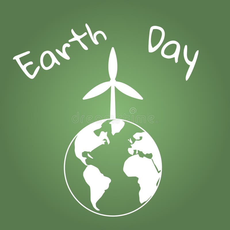 Vector Illustration of the Globe with Wind Turbine Generator for Earth ...