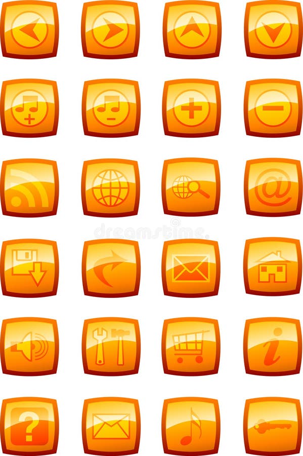 Vector Illustration Of Glossy Multimedia Icon Set Stock Illustration ...